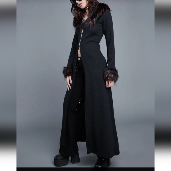 Widow | Jackets & Coats | Twisted Thrill Knit Duster Widow Faux Fur L ...